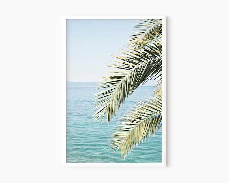 Beach Palm Print Palm Tree Print Beach Wall Art Ocean Etsy