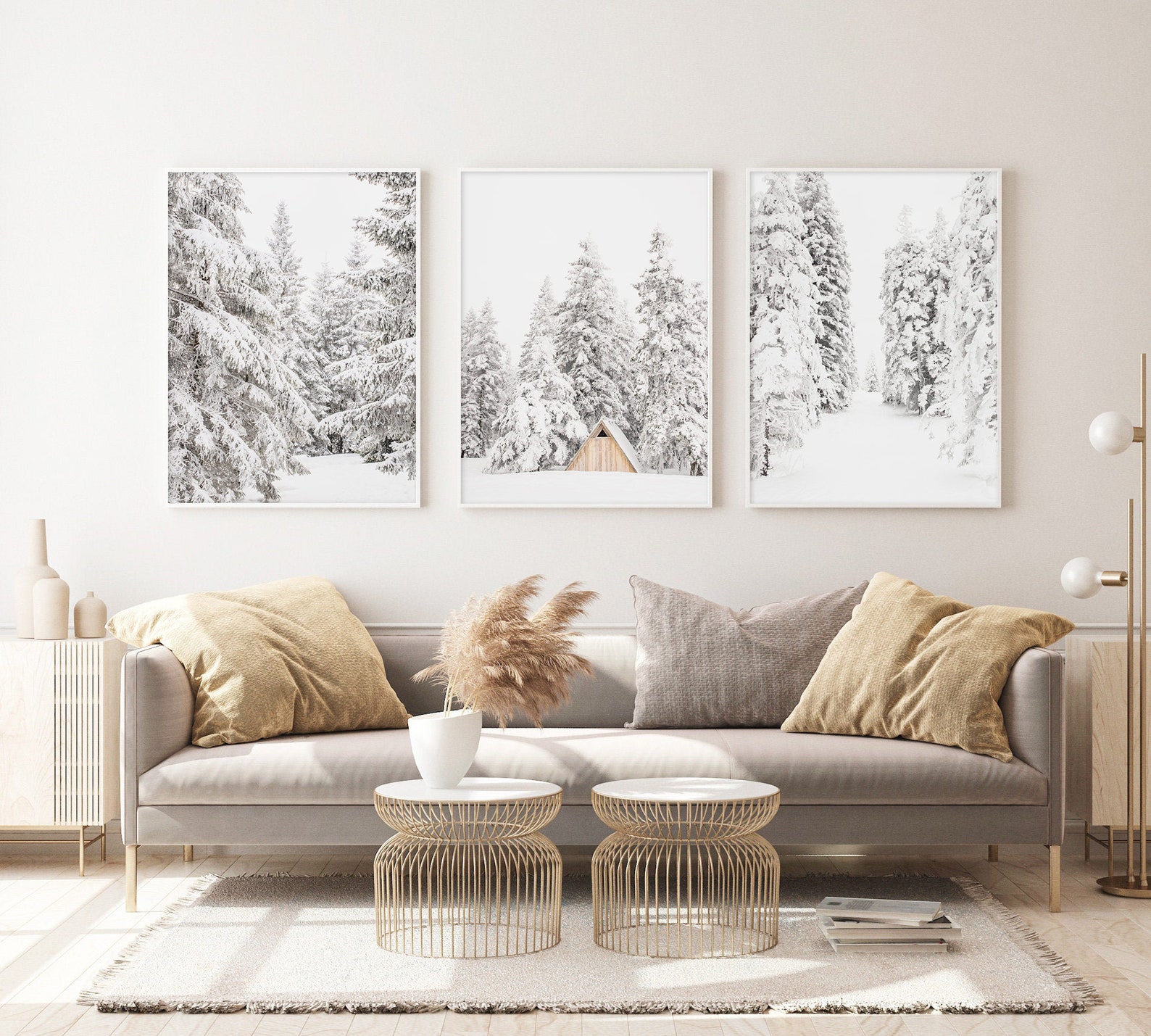 Set of 3 Christmas Wall Art | Snow Covered Pine Trees | Winter 3 Piece ...