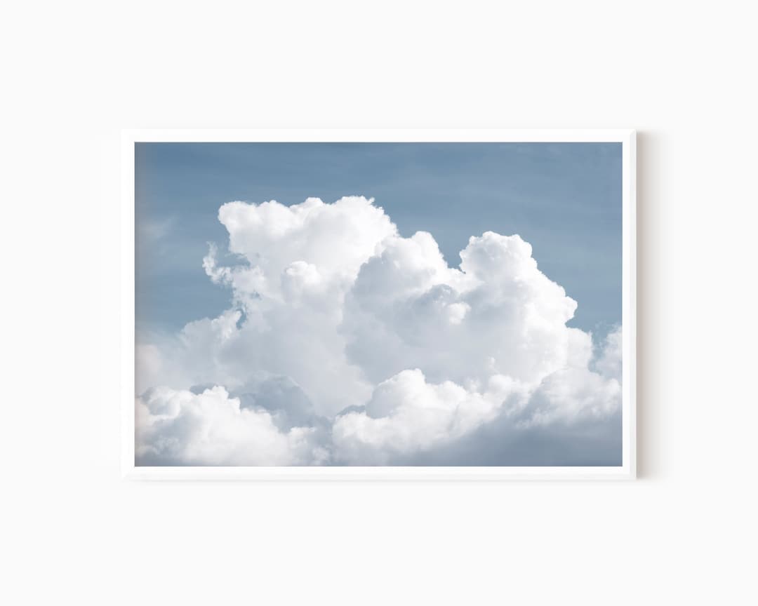 Cloud Art Print | Light Blue Sky Photography | Cloud Print | Blue Wall ...