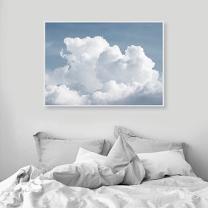Cloud Art Print | Light Blue Sky Photography | Cloud Print | Blue Wall ...