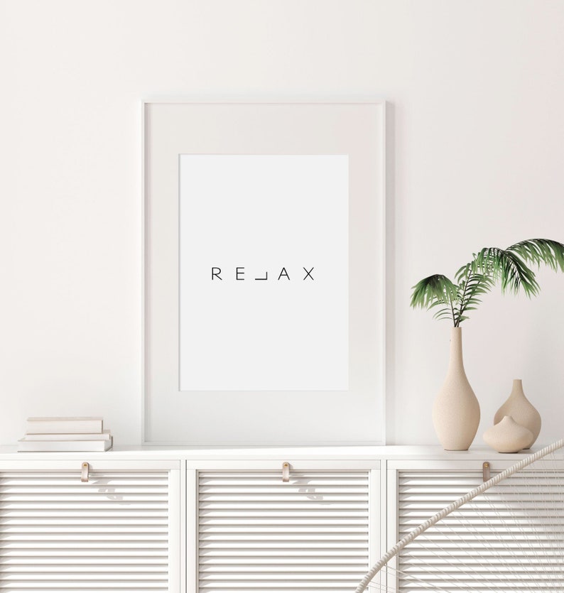 Relax Print Modern Minimalist Relax Poster Office Wall Art | Etsy