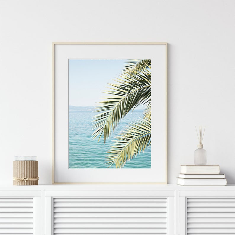 Beach Palm Print Palm Tree Print Beach Wall Art Ocean Etsy