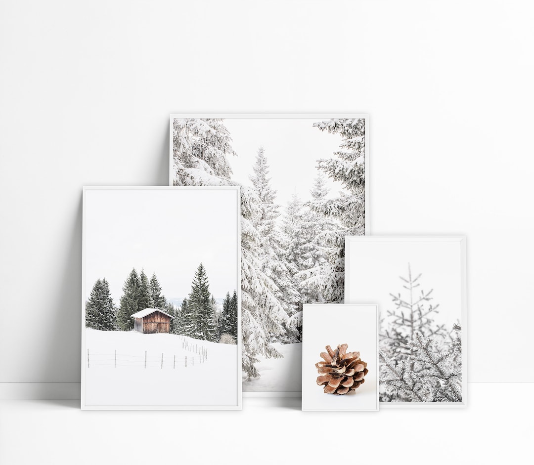 Winter Wall Art Set of 4 Prints Snow Covered Tree - Etsy