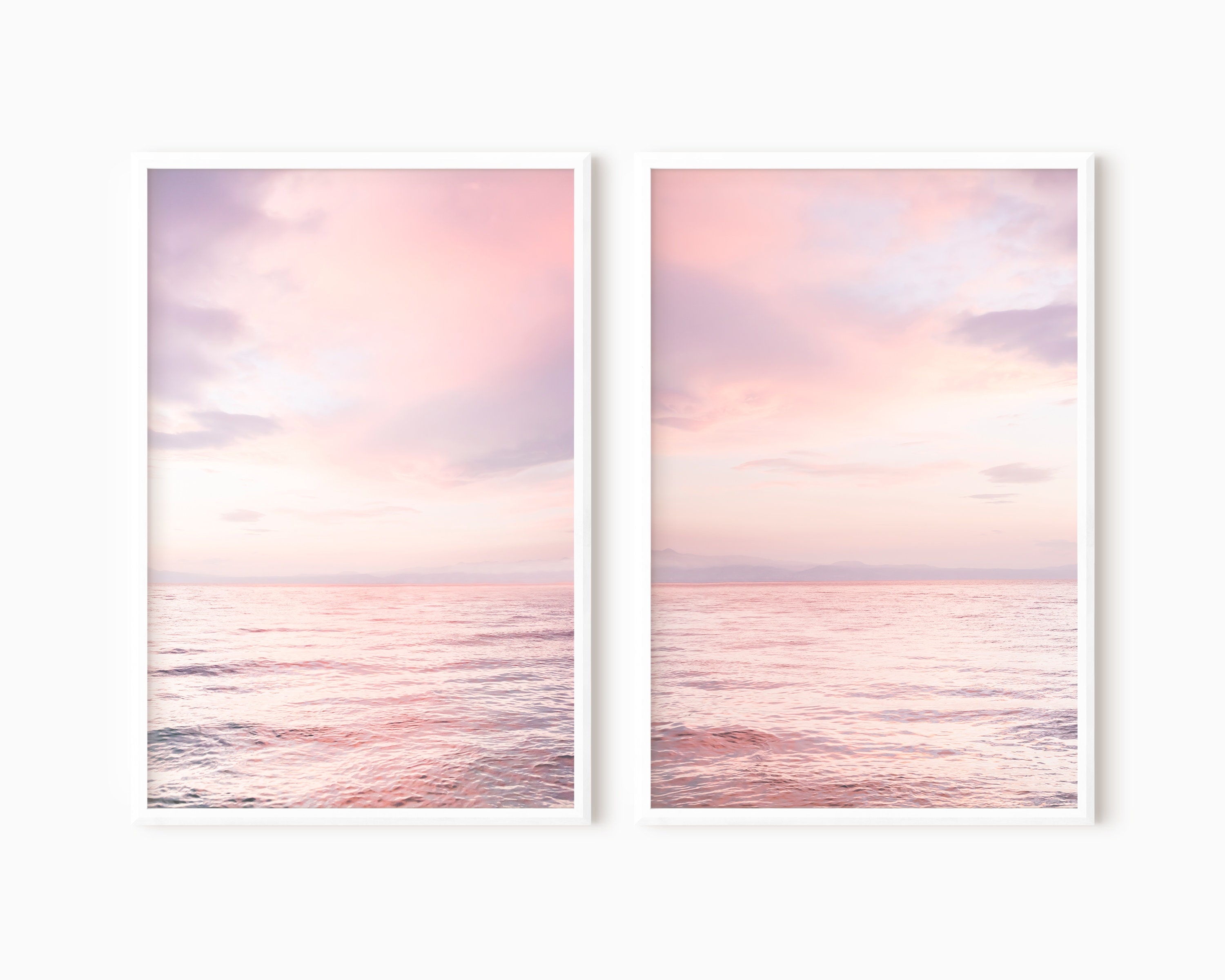 Ocean Wall Art Set of 2 Prints Coastal Print Set Blush - Etsy