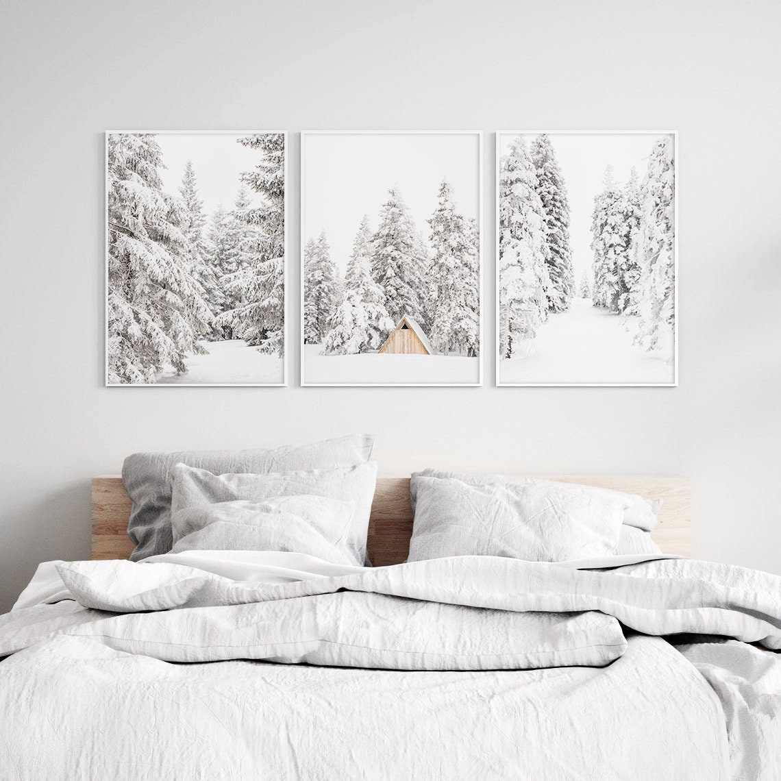 Set of 3 Christmas Wall Art | Snow Covered Pine Trees | Winter 3 Piece ...
