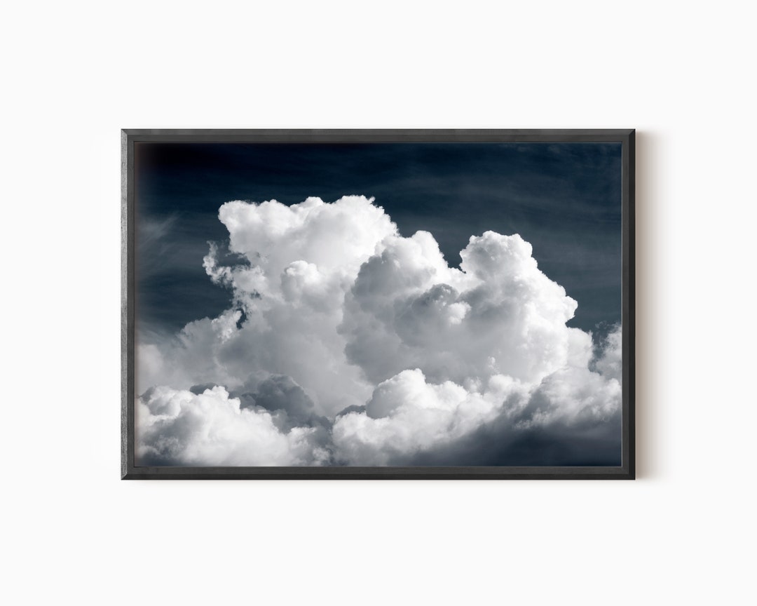 Storm Cloud Print | Navy Blue Bedroom Wall Art | Printable Above Bed ...
