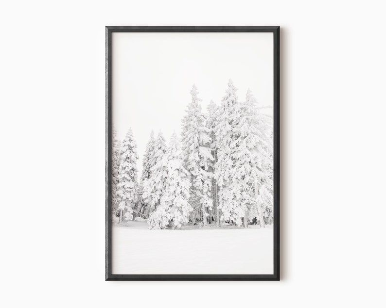 Snowy Forest Print Snow Covered Pine Trees Printable Wall | Etsy