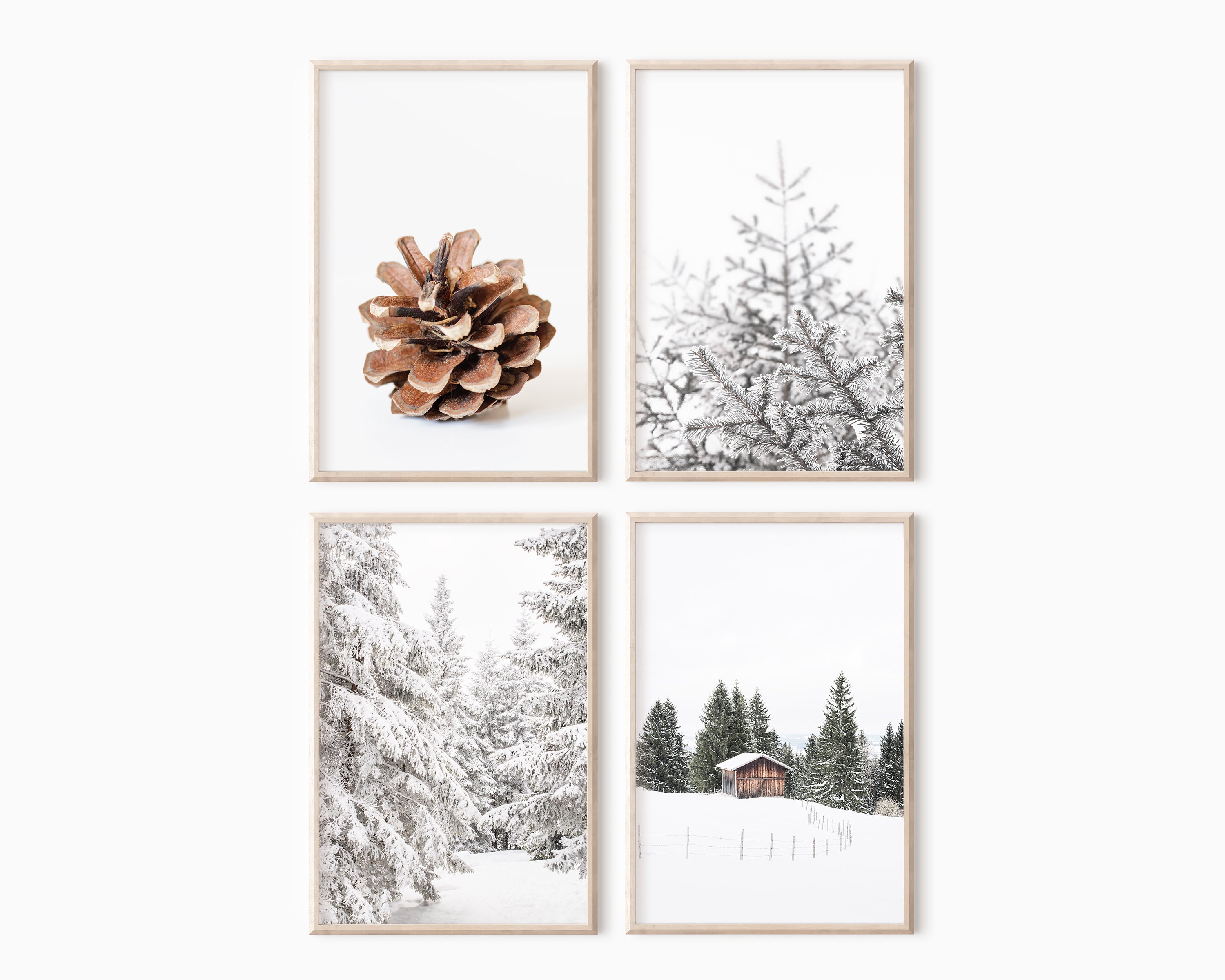 Winter Wall Art Set of 4 Prints Snow Covered Tree - Etsy