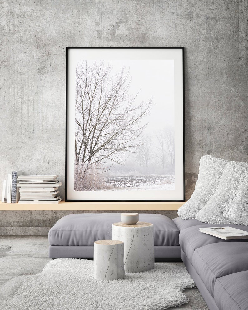 Tree Print Winter Landscape Christmas Decor Printable Wall Art - Etsy