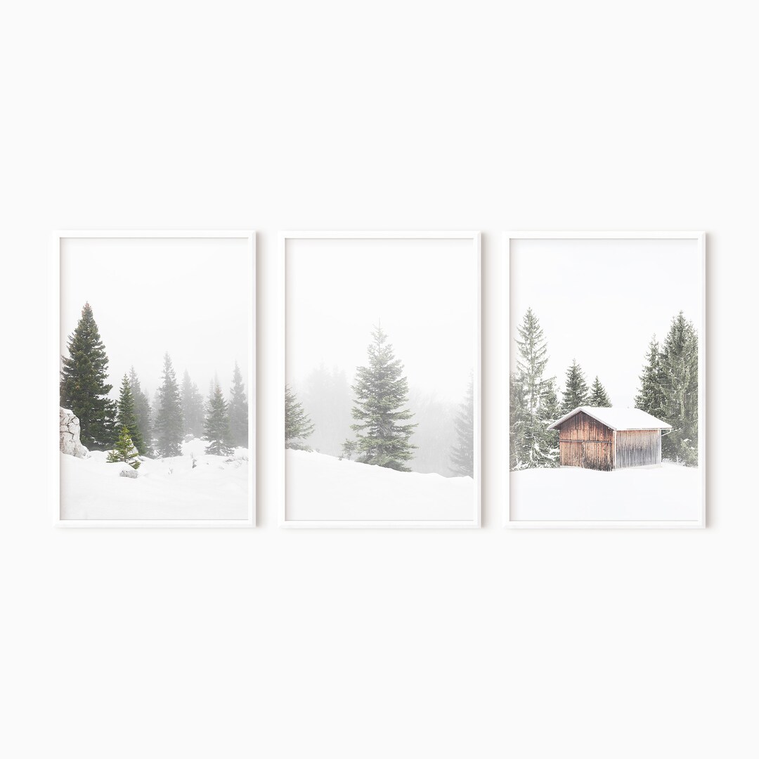 Winter Prints Set of 3 Snowy Landscape Photography | Digital Nordic ...