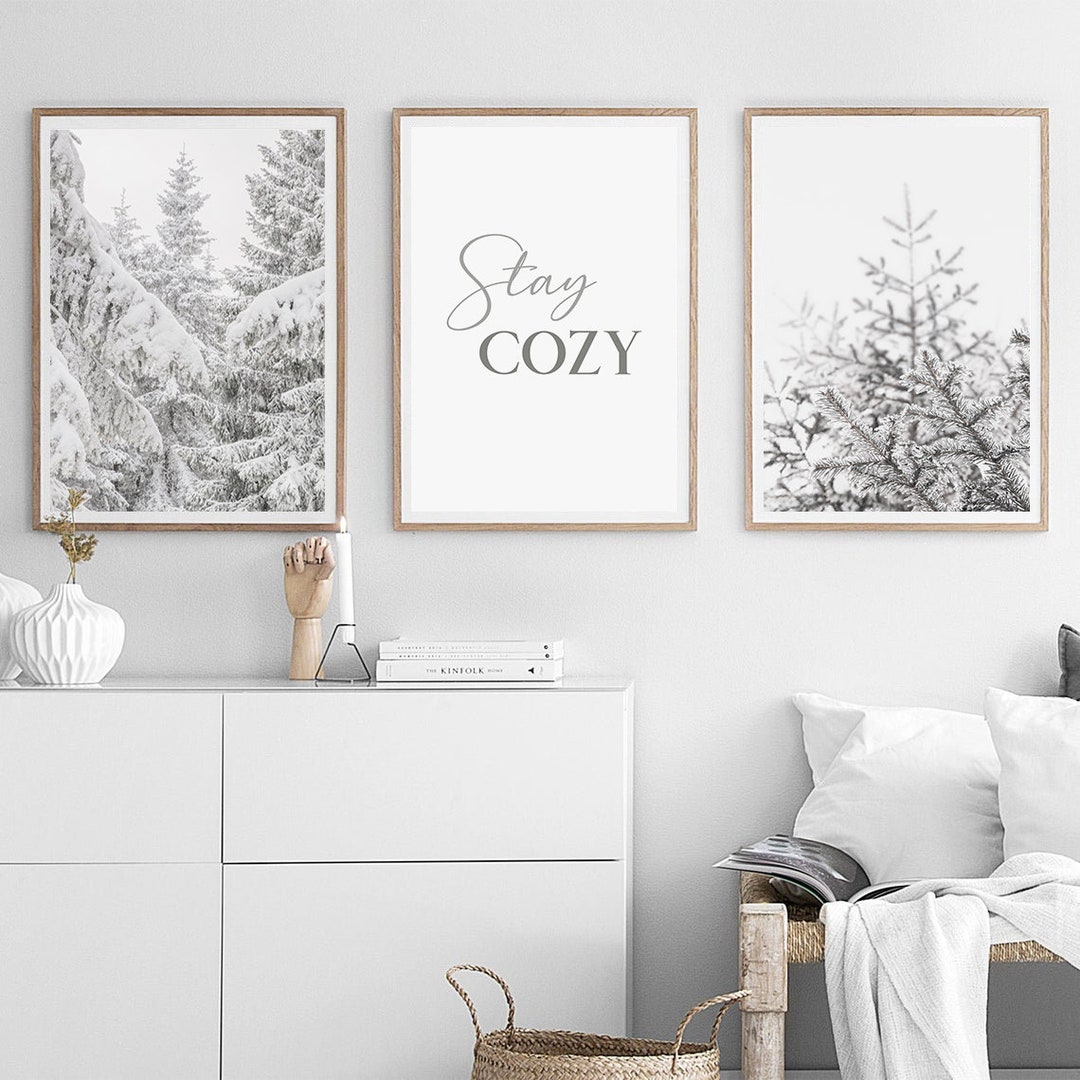 Winter Print Set of 3 Cozy Wall Art | Christmas Digital Printable ...