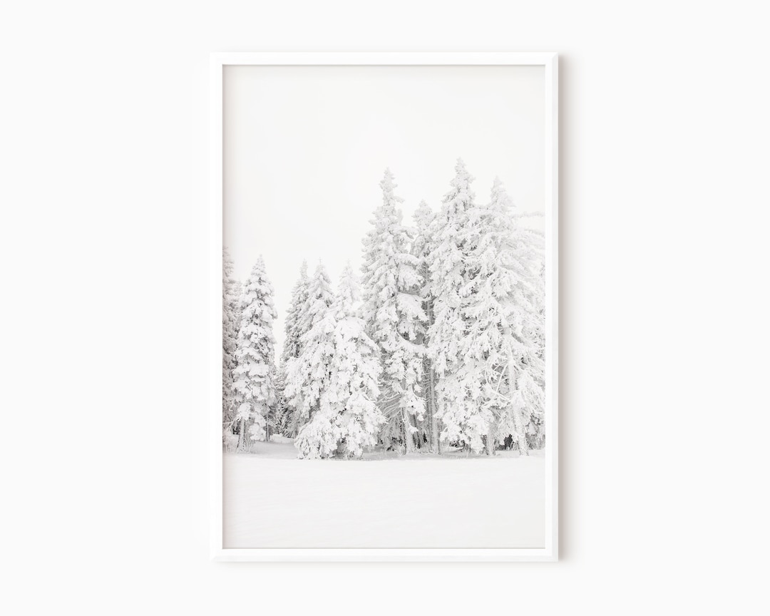 Snowy Forest Print | Snow Covered Pine Trees | Printable Wall Art ...