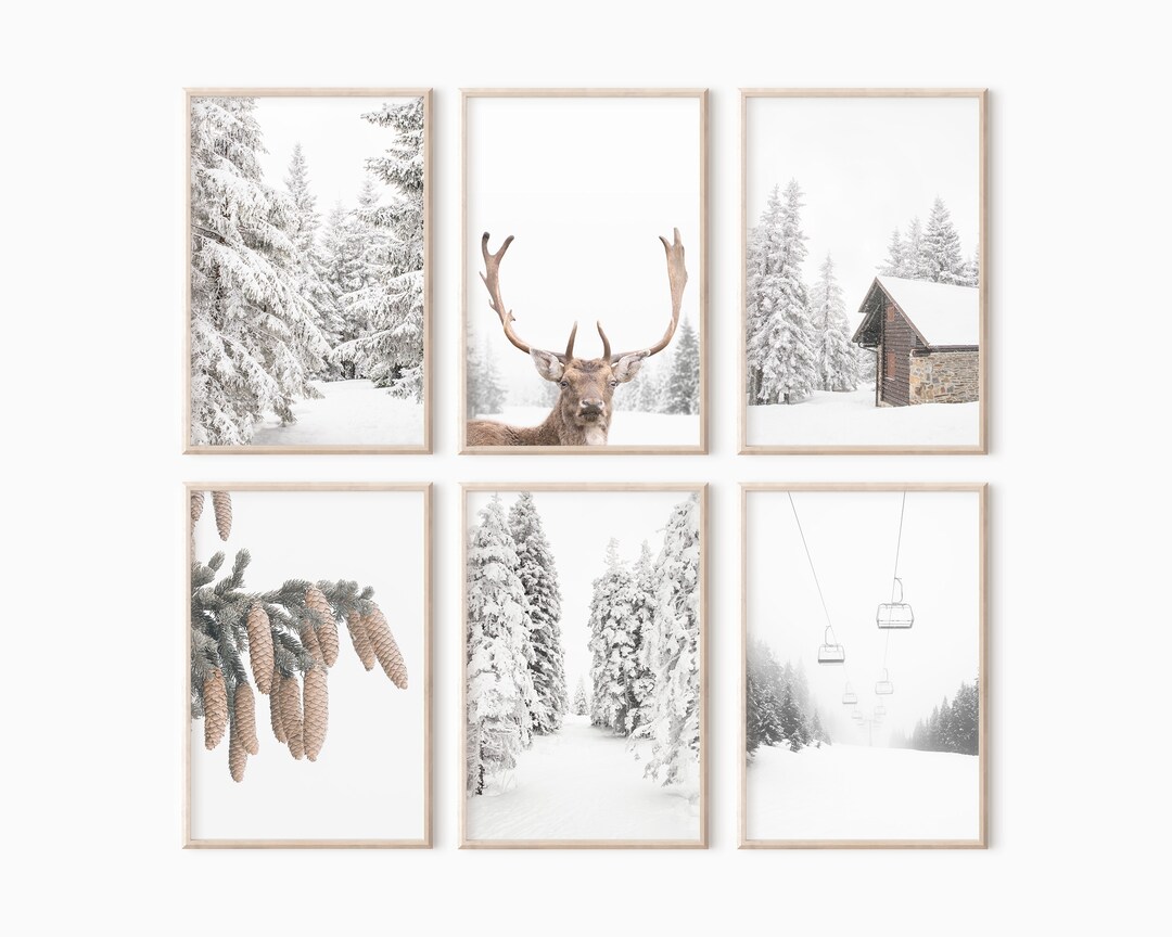 Christmas Gallery Wall Art Set of 6 Print Bundle | Winter Holiday ...