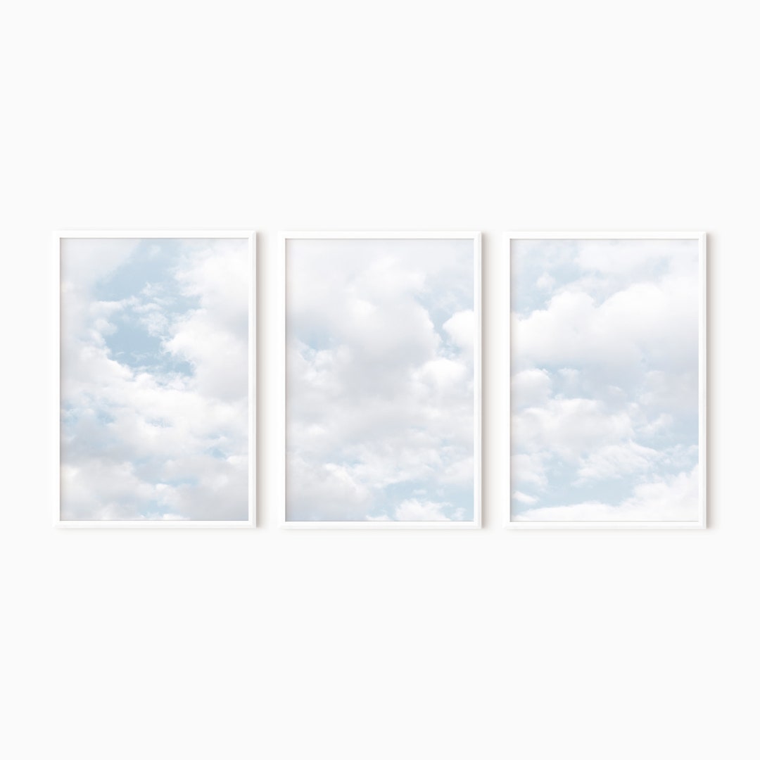 Cloud Wall Art Set of 3 Prints | Blue Sky Print | Modern Wall Art ...