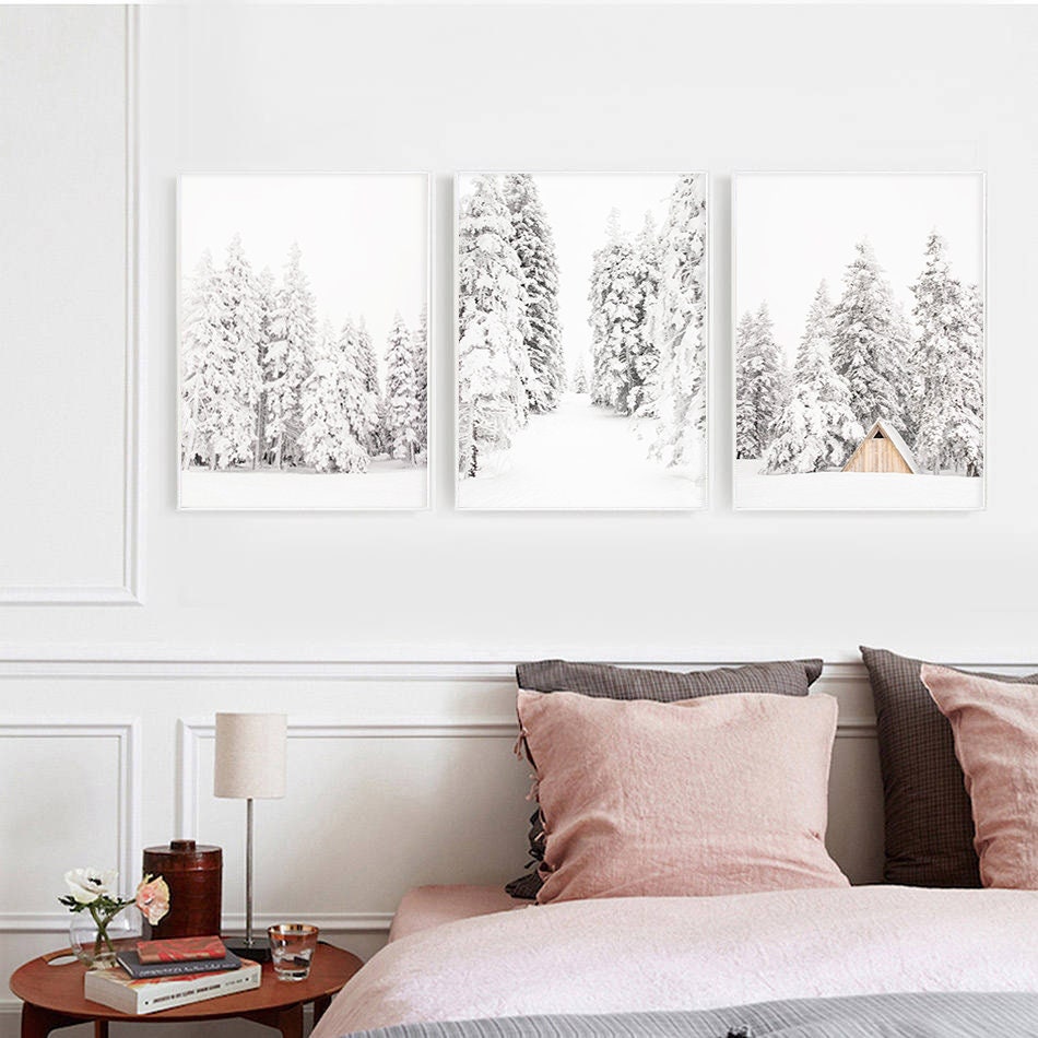 Winter Snowy Trees Poster Set of 3 Winter Prints Ski Print - Etsy