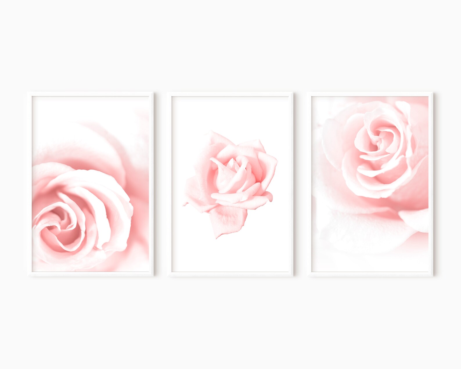 Pink Rose Print Set of 3 Downloadable Art Rose Picture | Etsy