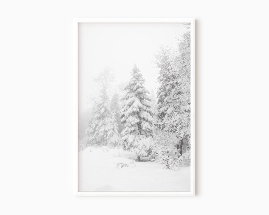 Snowy Forest Print DOWNLOAD | Printable Winter Wall Art | Snow Covered ...