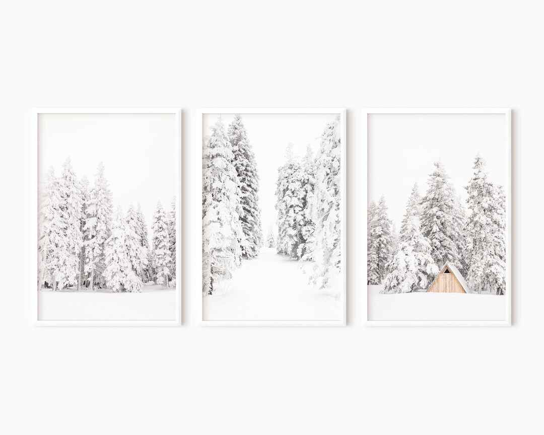 Winter Snowy Trees Poster Set of 3 Winter Prints Ski Print - Etsy