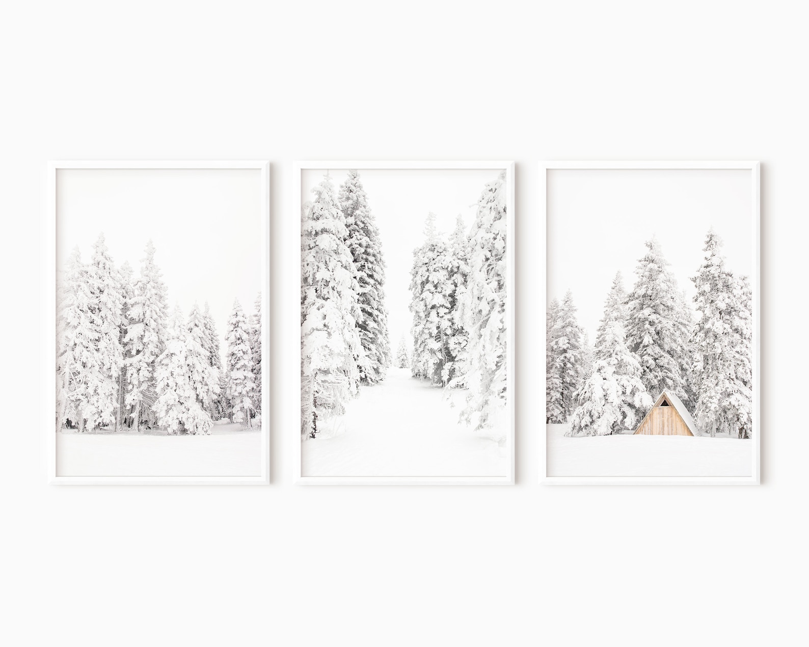 Winter Snowy Trees Poster Set of 3 Winter Prints Ski Print - Etsy