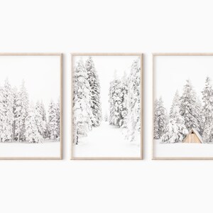Winter Snowy Trees Poster Set of 3 Winter Prints Ski Print - Etsy