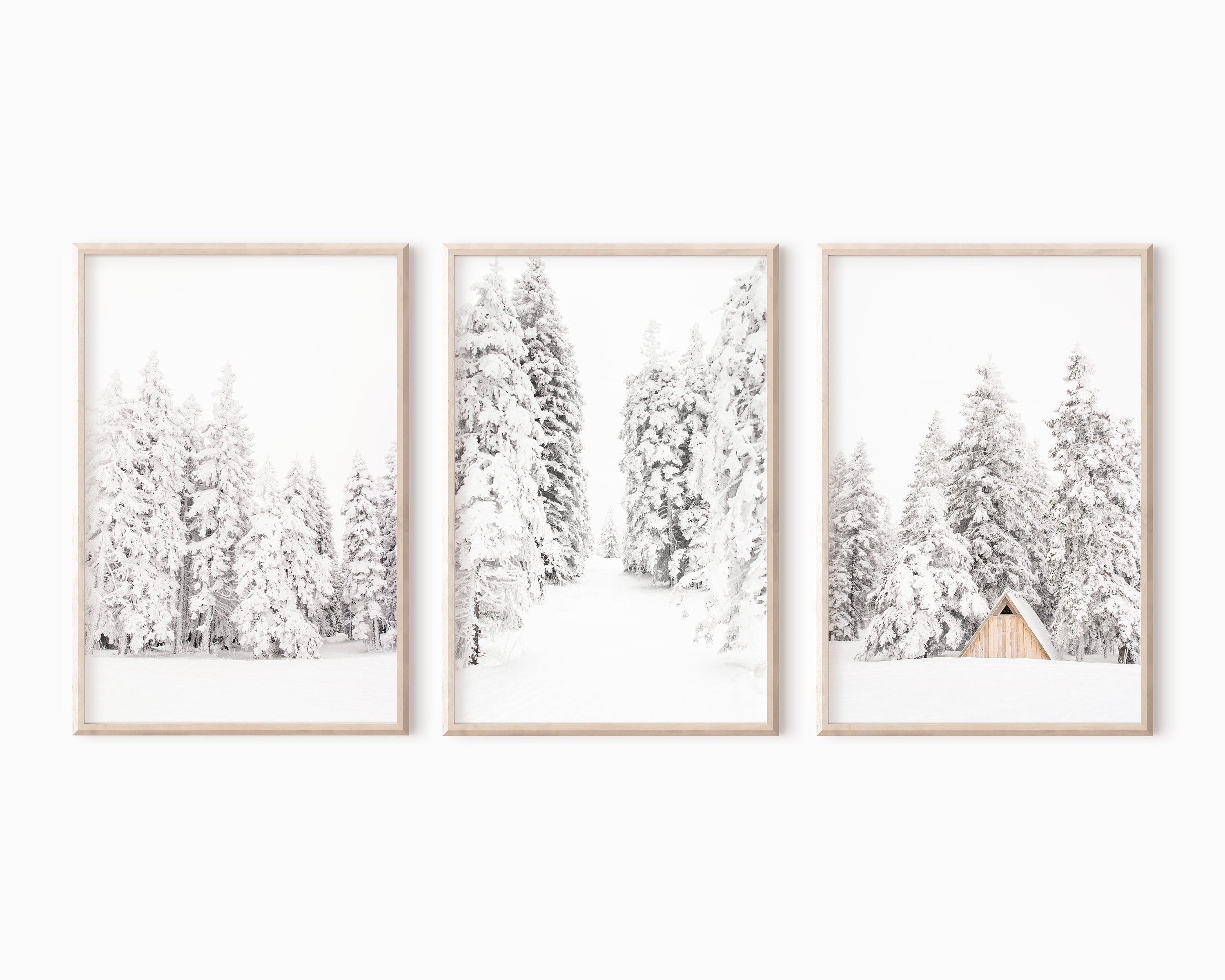 Winter Snowy Trees Poster Set of 3 Winter Prints Ski Print - Etsy