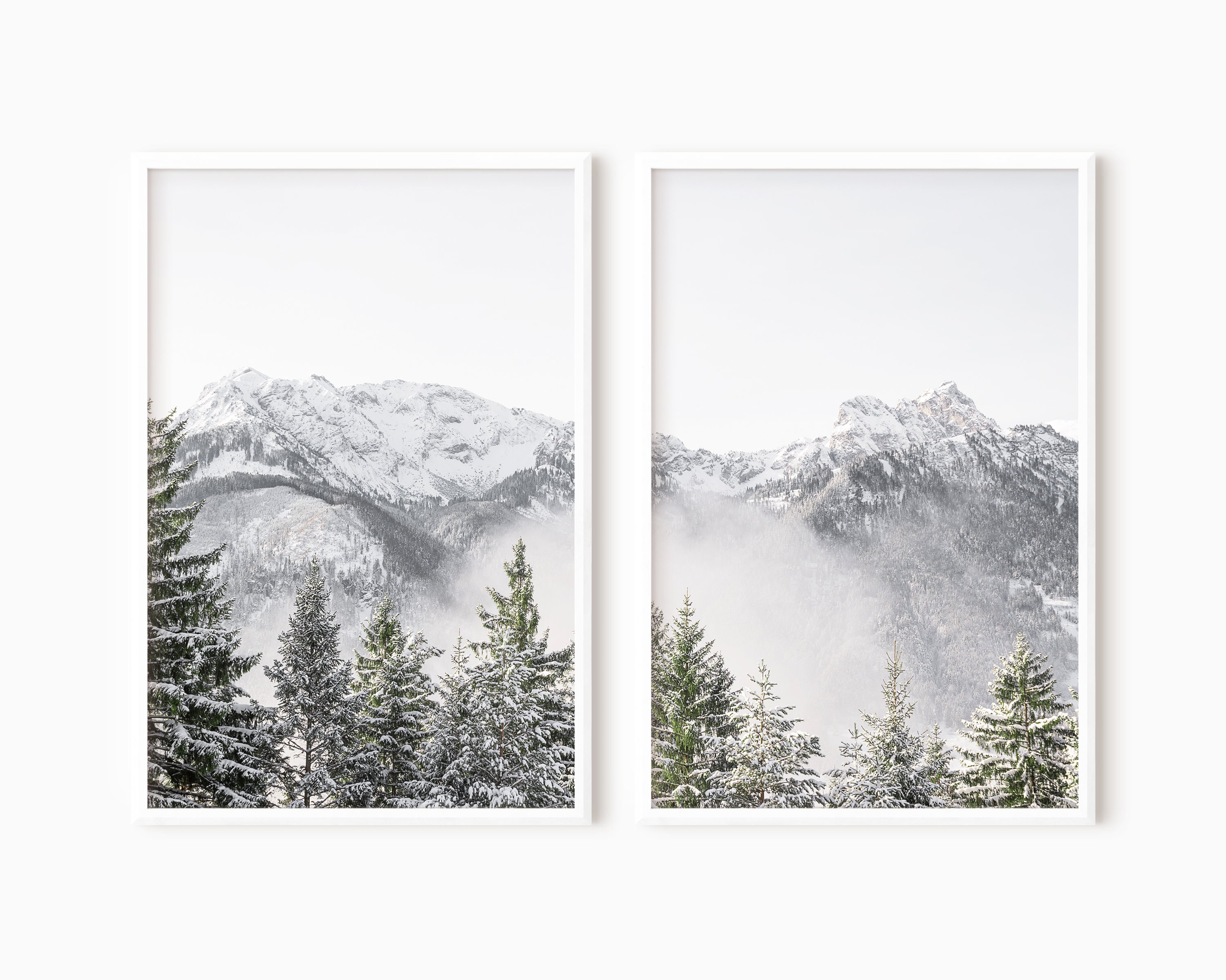 Mountain Print Set of 2 Snowy Mountain Wall Art 2 Piece | Etsy