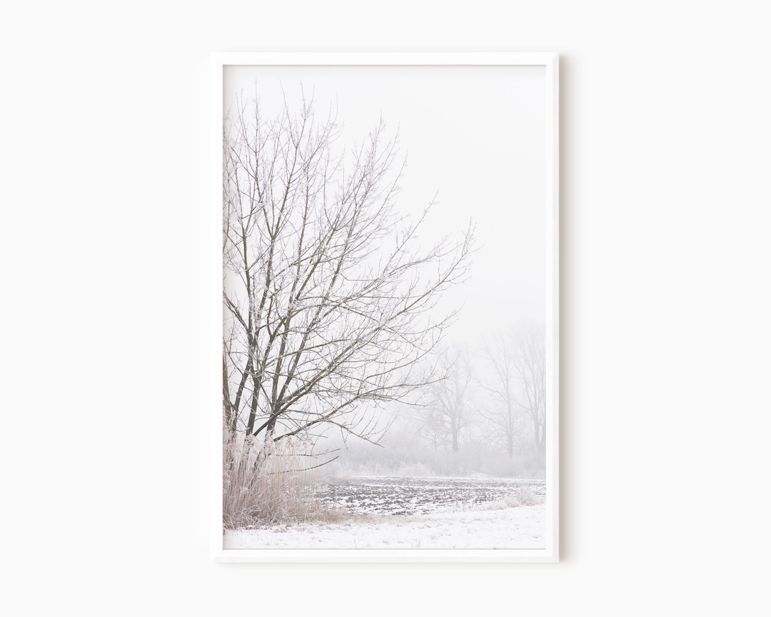Tree Print Winter Landscape Christmas Decor Printable Wall Art Snowy ...