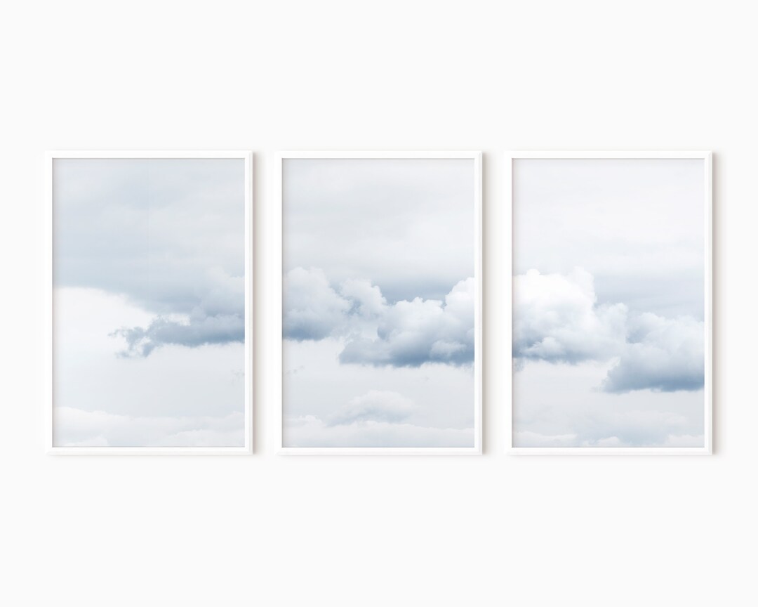 Cloud Photo Set of 3 Prints Light Blue Printable Wall Art - Etsy