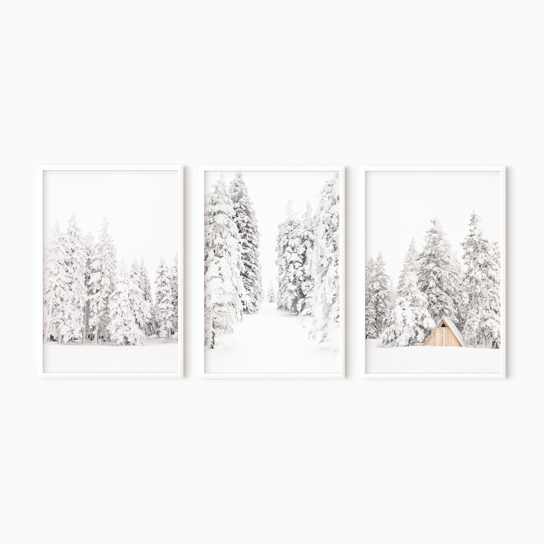 Winter Snowy Trees Poster Set of 3 Winter Prints Ski Print Gallery Wall ...
