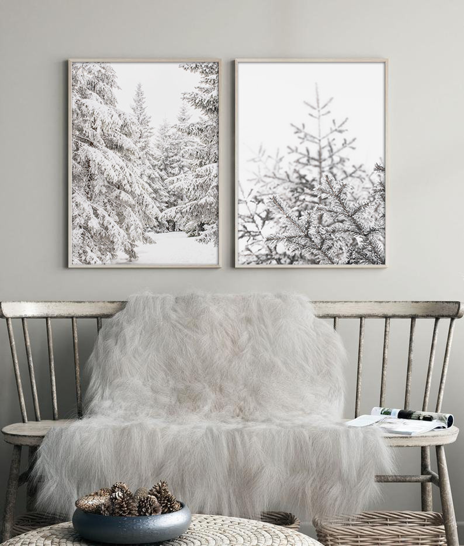 Winter Wall Art Set of 4 Prints Snow Covered Tree - Etsy