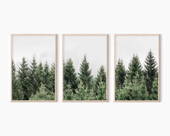 Forest Print Set of 3 Green Forest Printable Nature | Etsy