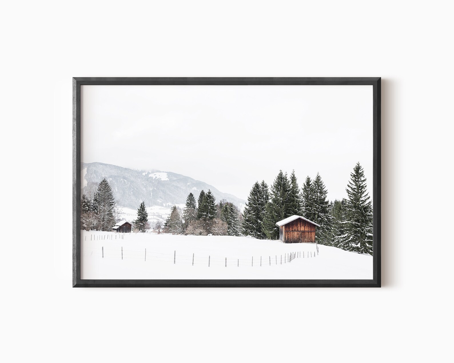 Winter Cabin Print Printable Christmas Art DOWNLOAD 0912 - Etsy