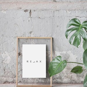 Relax Print Modern Minimalist Relax Poster Office Wall Art Bathroom ...
