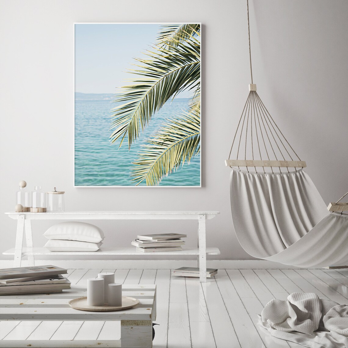 Beach Palm Print Palm Tree Print Beach Wall Art Ocean Etsy