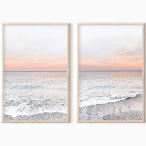 Pink Ocean Wall Art | Coastal Print Set | Set of 2 Ocean Print | Beach ...