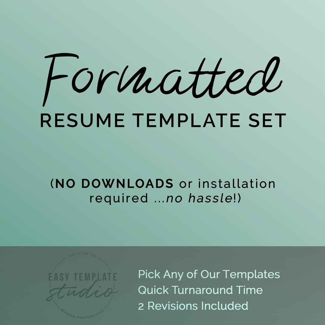 EASY FORMATTED Resume Template, CV Template, Professional Resume ...
