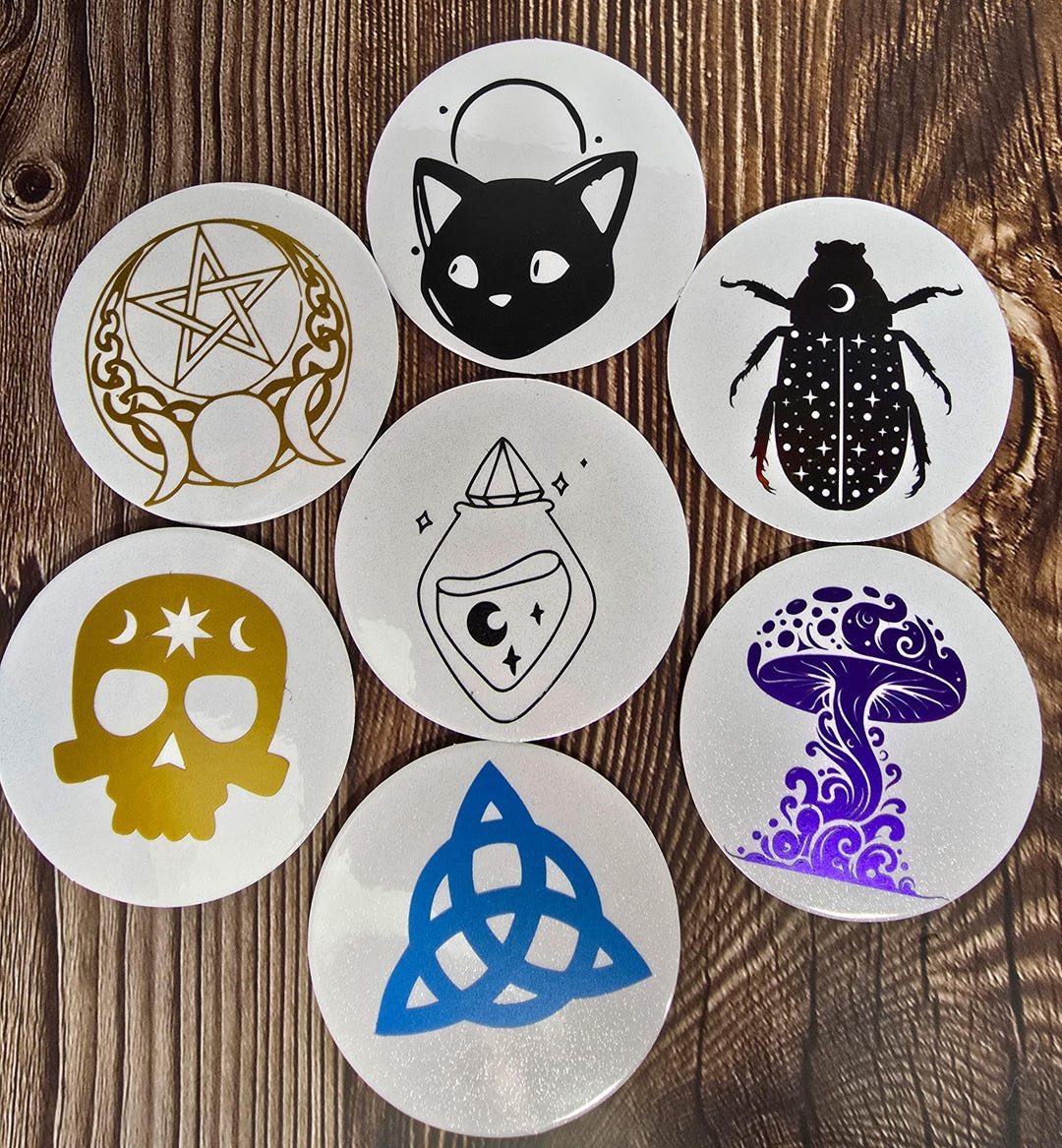 Witchy Symbol Magnets: Pentacle, Cat, Beetle, Potion - Etsy