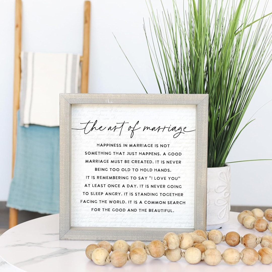 The Art of Marriage Marriage Definiton Print Wood Frame Sign Two Sizes ...