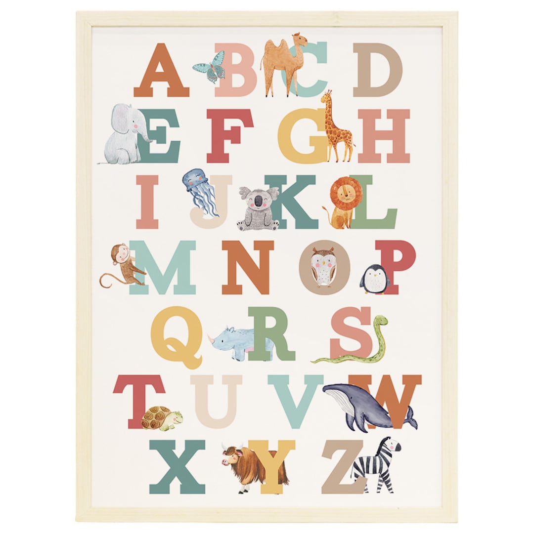 Colorful Animals Alphabet Sign Alphabet Print Large Nursery ABC Wall ...