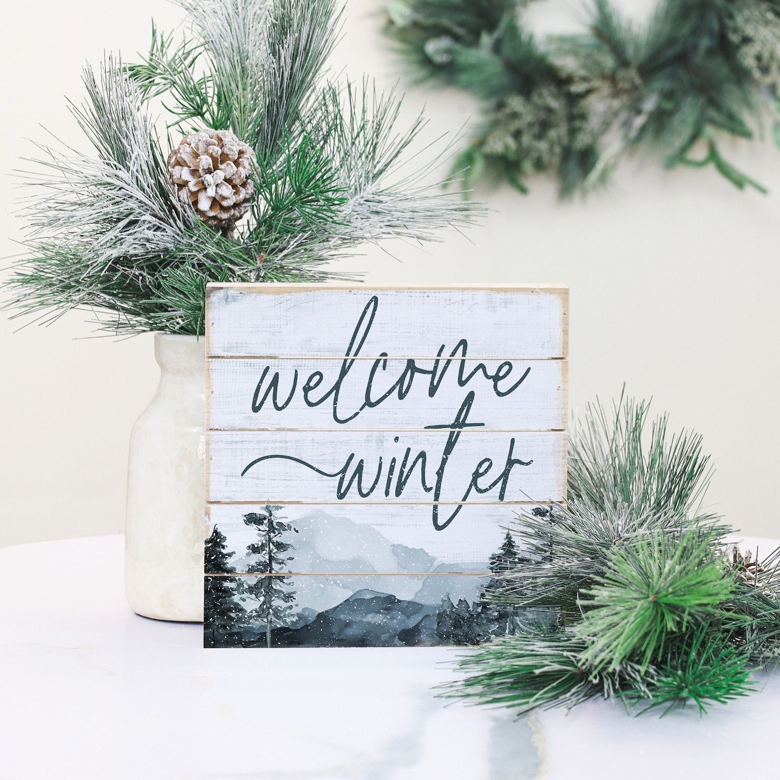 Welcome Winter Sign TWO SIZES Rustic Wood Sign Rustic - Etsy