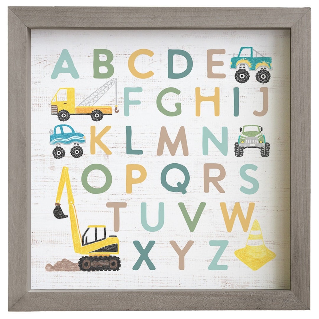 Colored Framed Alphabet Print With Cars and Trucks TWO Sizes Large ...