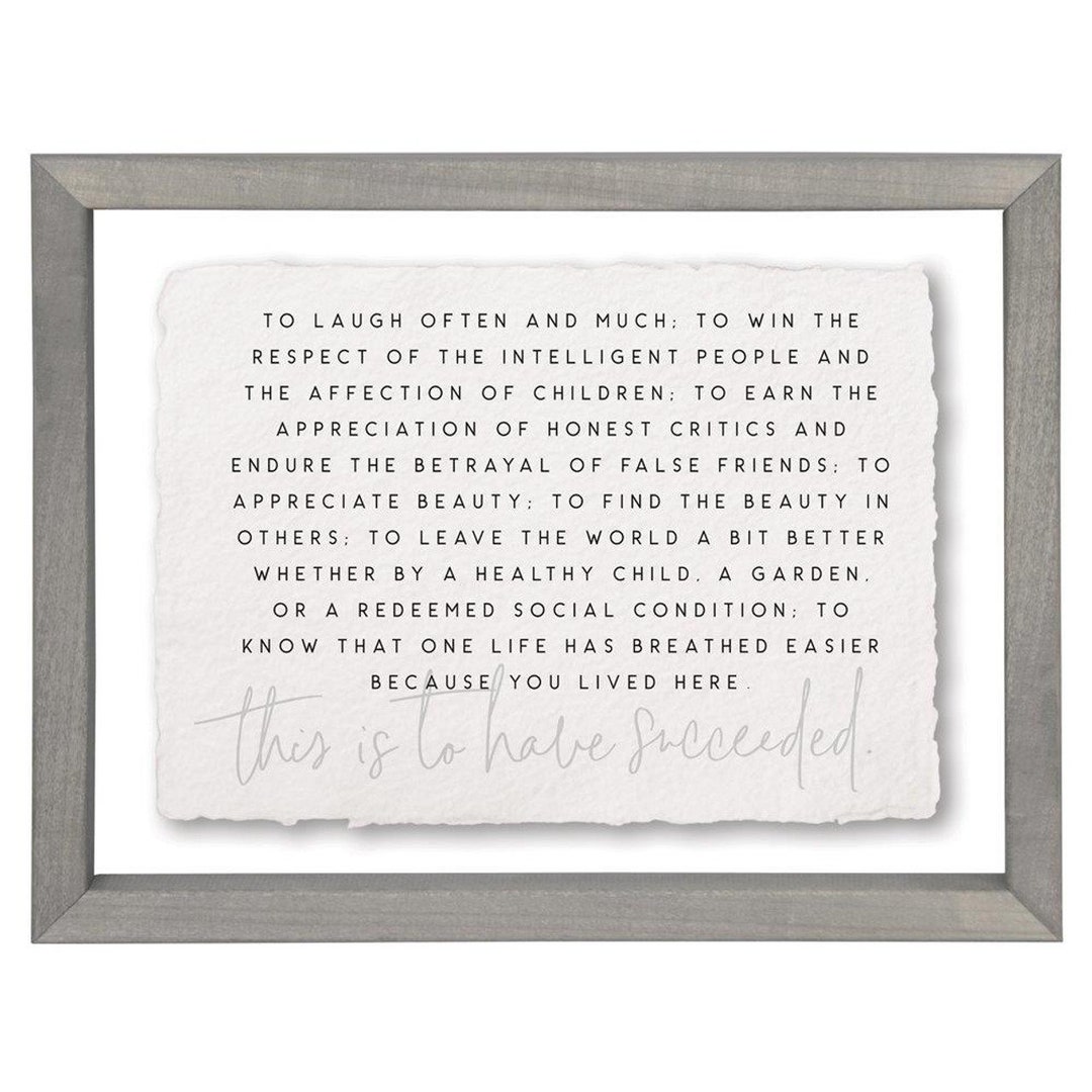 This is to Have Succeeded - Ralph Waldo Emerson Quote - Floating Frame ...