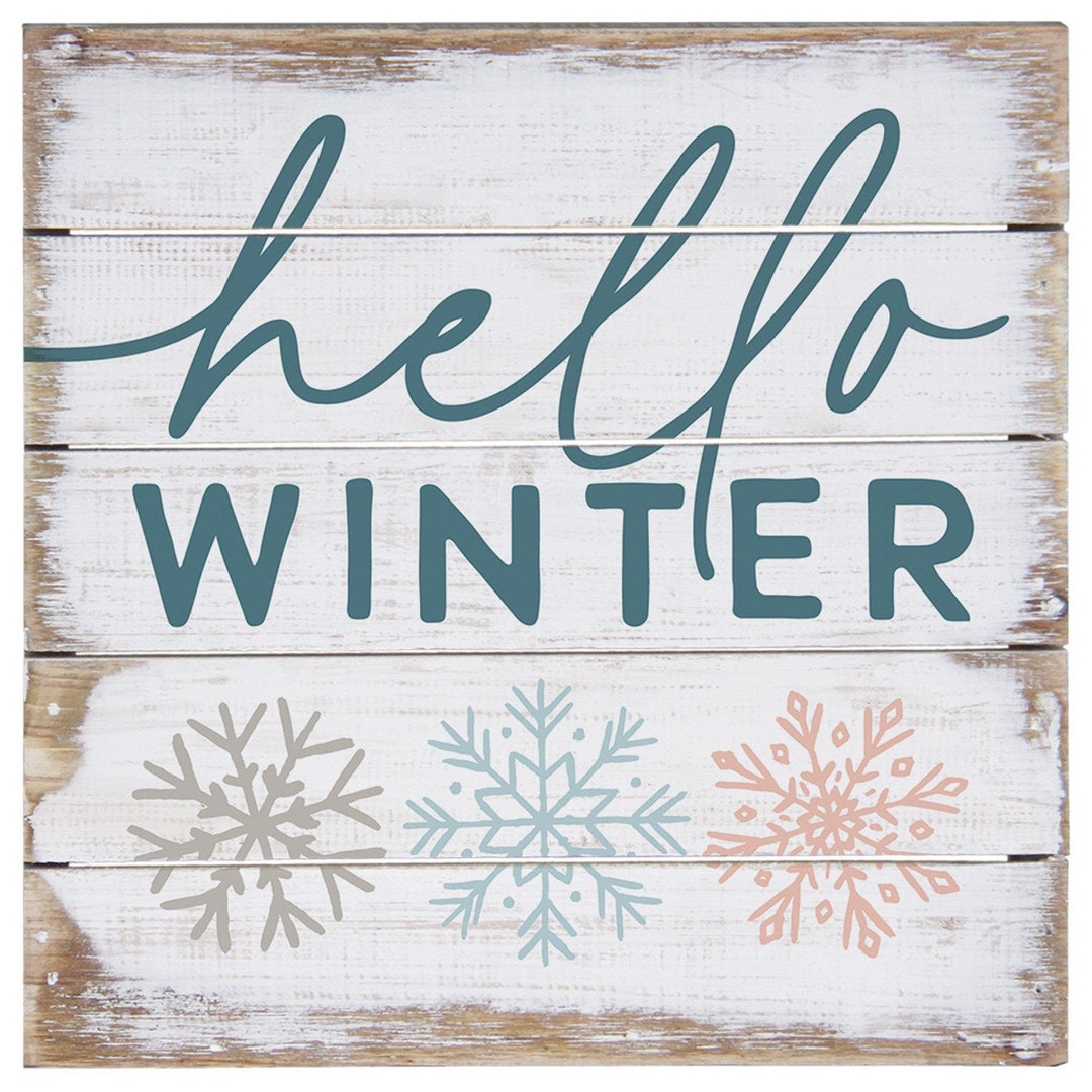 Hello Winter Sign Winter Decor Rustic Wood Sign Country Winter Rustic ...