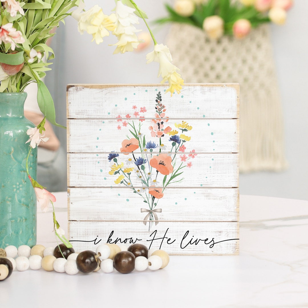 I Know He Lives Sign Religious Easter Decor Rustic Wood - Etsy
