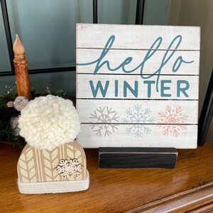 Hello Winter Sign Winter Decor Rustic Wood Sign Country Winter Rustic ...