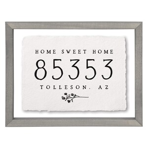 Personalized Zip Code Address Sign Floating Frame Wall Art Gray Stain ...