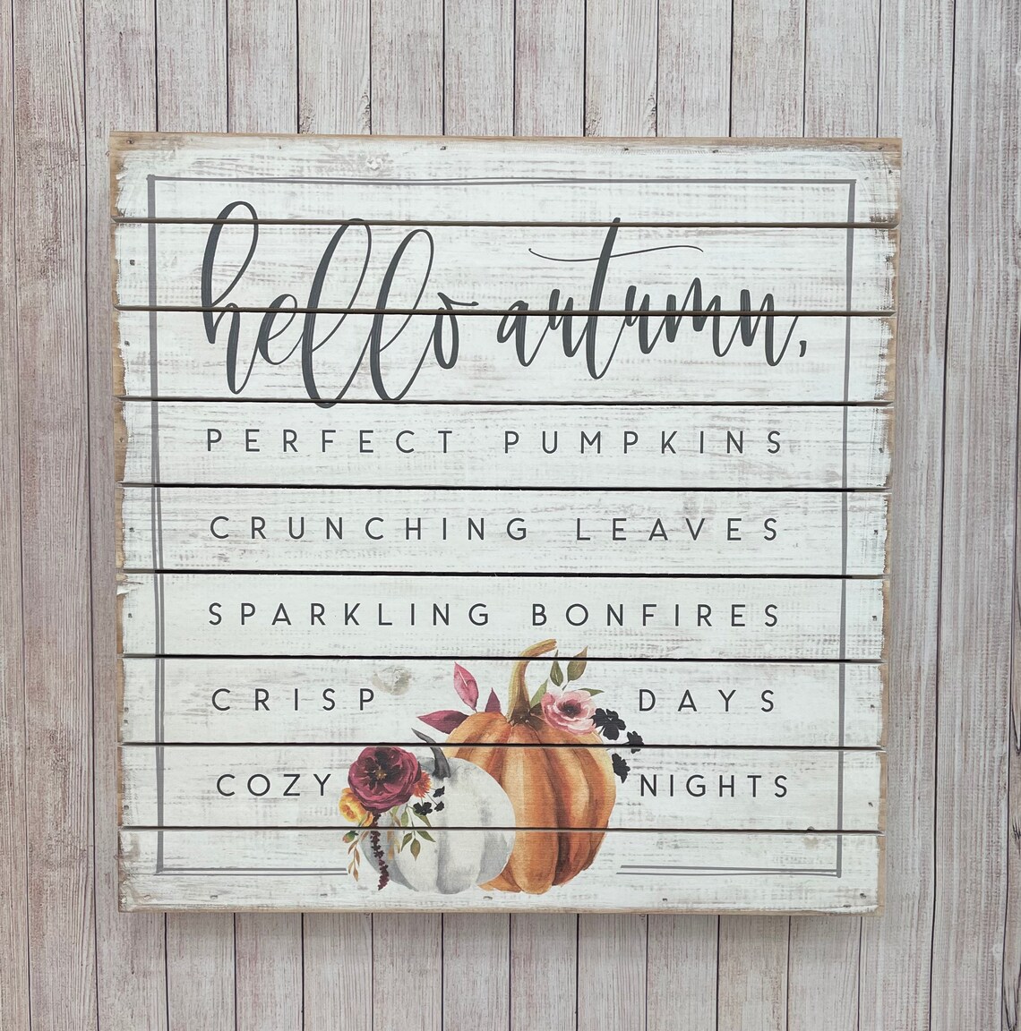 Hello Autumn Sign Hello Fall Rustic Wood Sign Autumn - Etsy