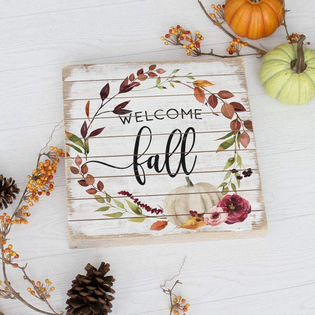 Welcome Fall Wooden Sign Fall Sign Fall Wreath Rustic - Etsy