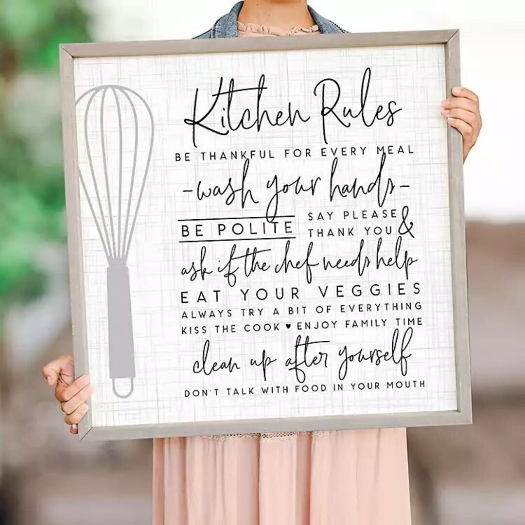 Kitchen Rules Sign Kitchen Sign Two Sizes Kitchen Wall Decor Farmhouse ...