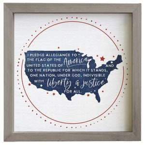 Pledge of Allegiance Sign Wood Sign With Frame TWO Sizes USA Wall Art ...